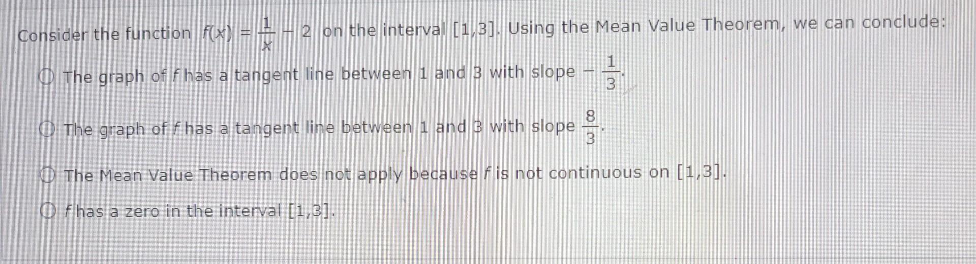 Solved Consider the function f(x)=x1−2 on the interval | Chegg.com