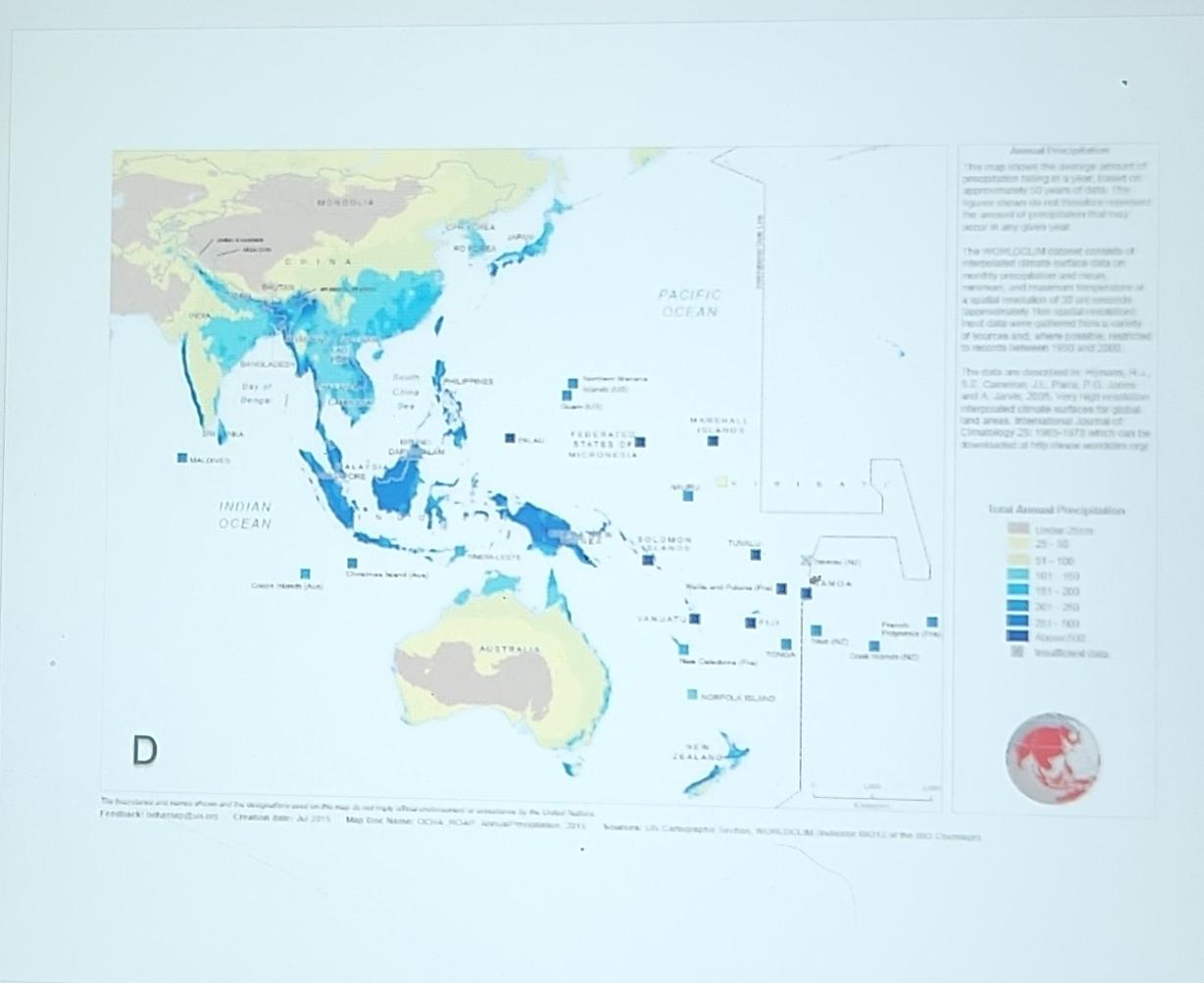 Solved 6. Map D illustrates average rainfall patterns | Chegg.com