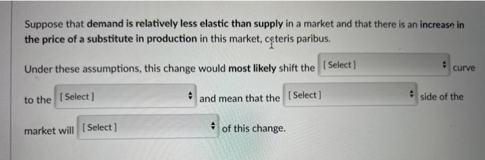 Solved Suppose that supply is relatively less elastic than | Chegg.com