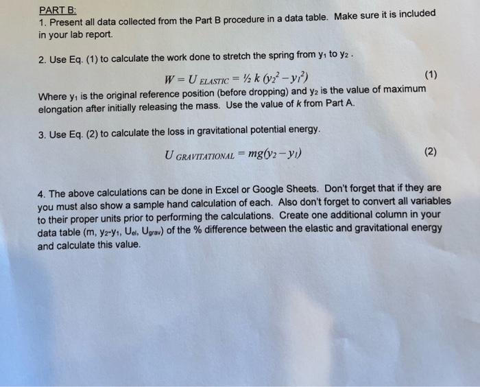ENERGY CONSERVATION OF A SPRING-MASS SYSTEM | Chegg.com