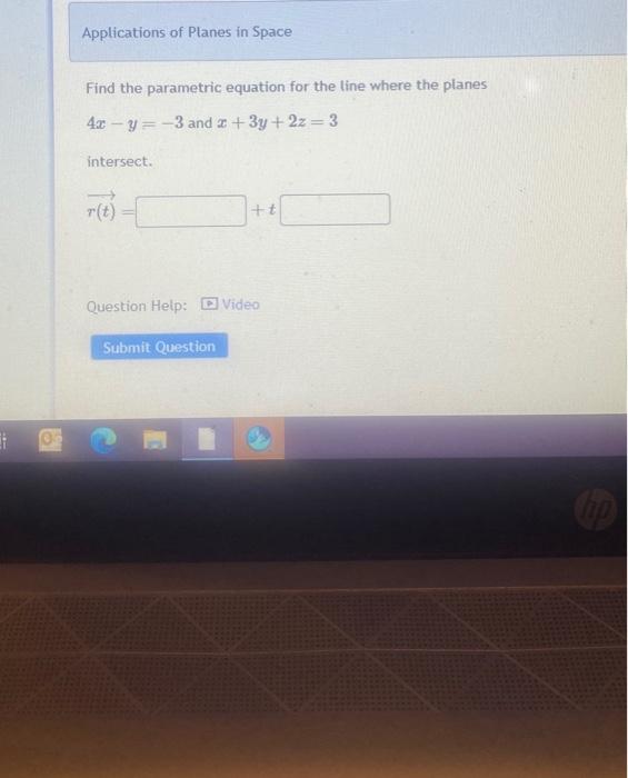 Solved Applications Of Planes In Space Find The Parametric