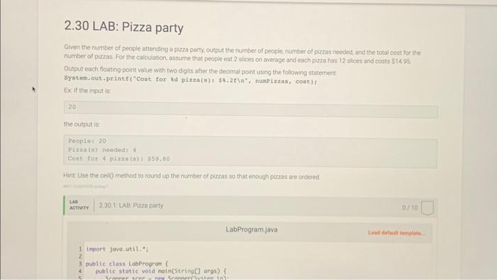 Solved Given the number of people attending a pizza party, | Chegg.com