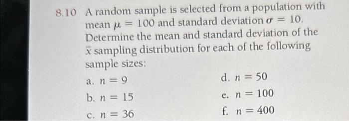 Solved 8.10 A random sample is selected from a population | Chegg.com