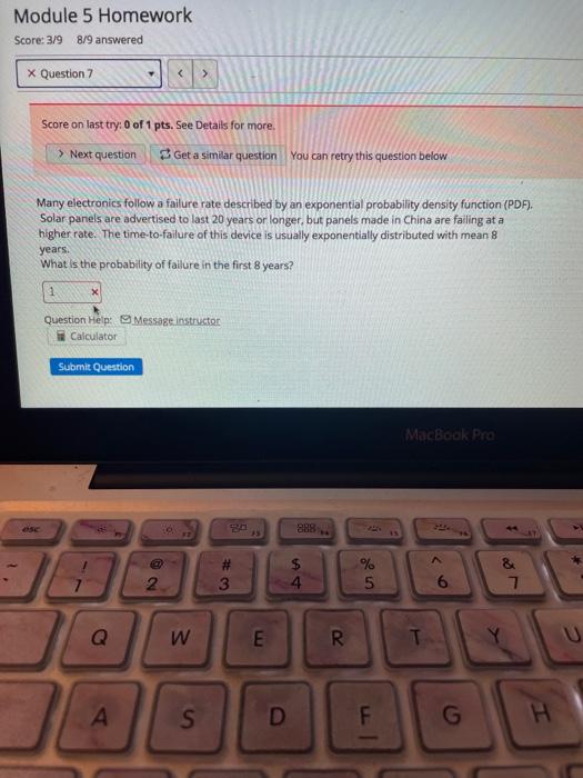 Solved Module 5 Homework Score: 3/98/9 answered x Question 7 | Chegg.com