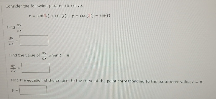 Solved Consider the following parametric | Chegg.com