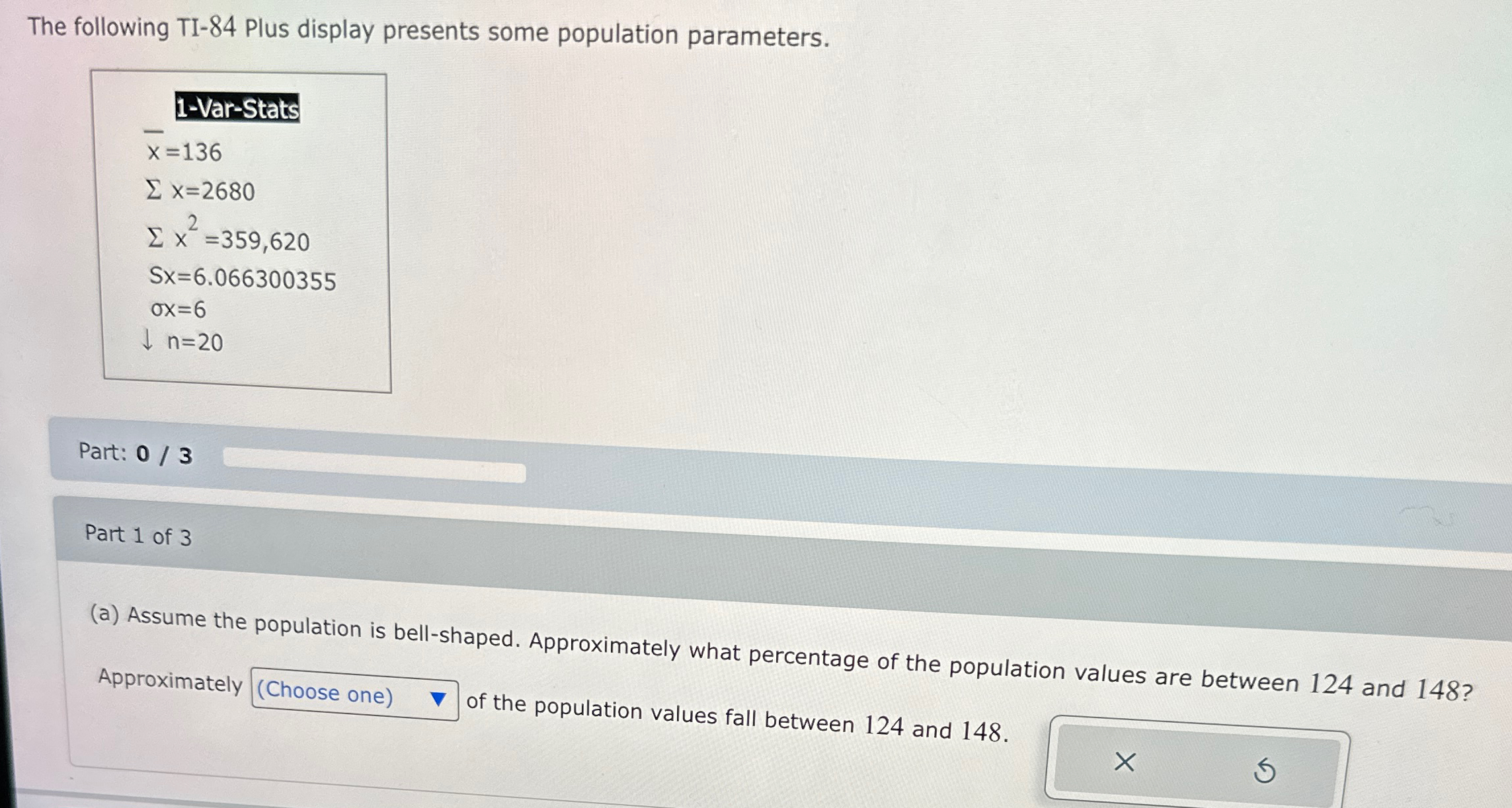 Solved The following TI-84 ﻿Plus display presents some | Chegg.com