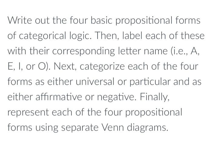 Write out the four basic propositional forms of | Chegg.com