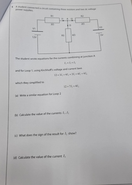 Solved 5 ﻿A student connected a circuit containing three | Chegg.com