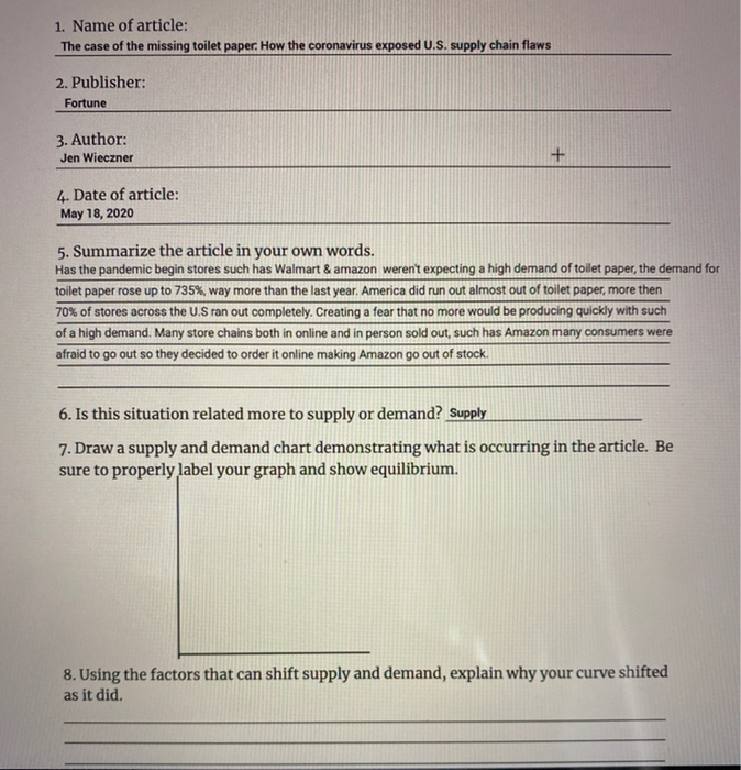 Solved 1. Name of article: The case of the missing toilet | Chegg.com