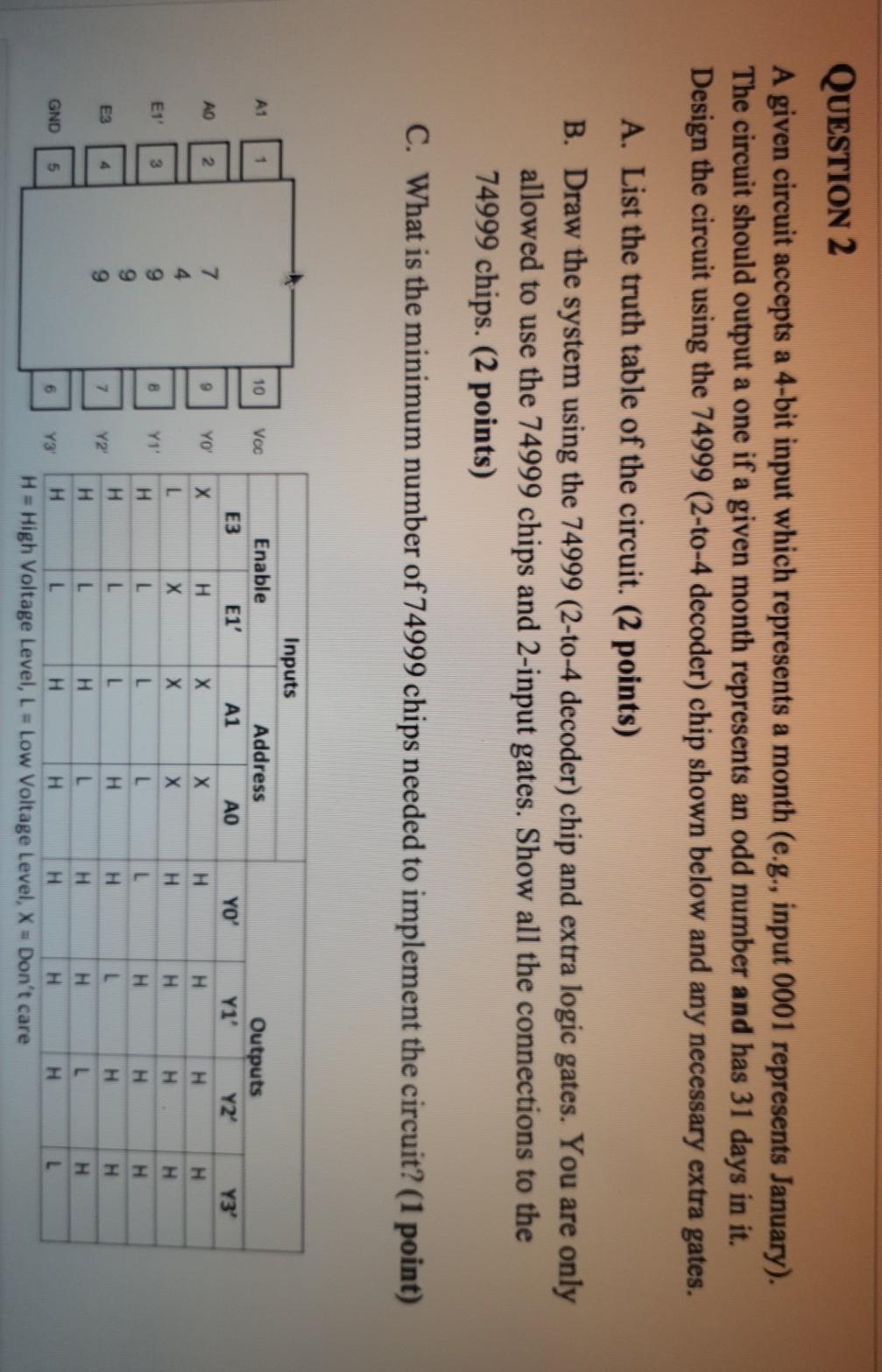 Solved QUESTION 2 A given circuit accepts a 4-bit input | Chegg.com