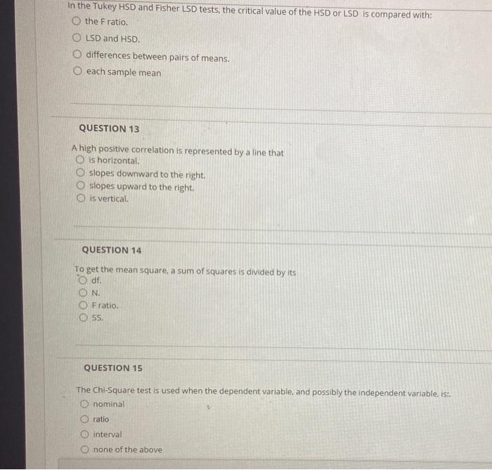Solved In the Tukey HSD and Fisher LSD tests, the critical | Chegg.com