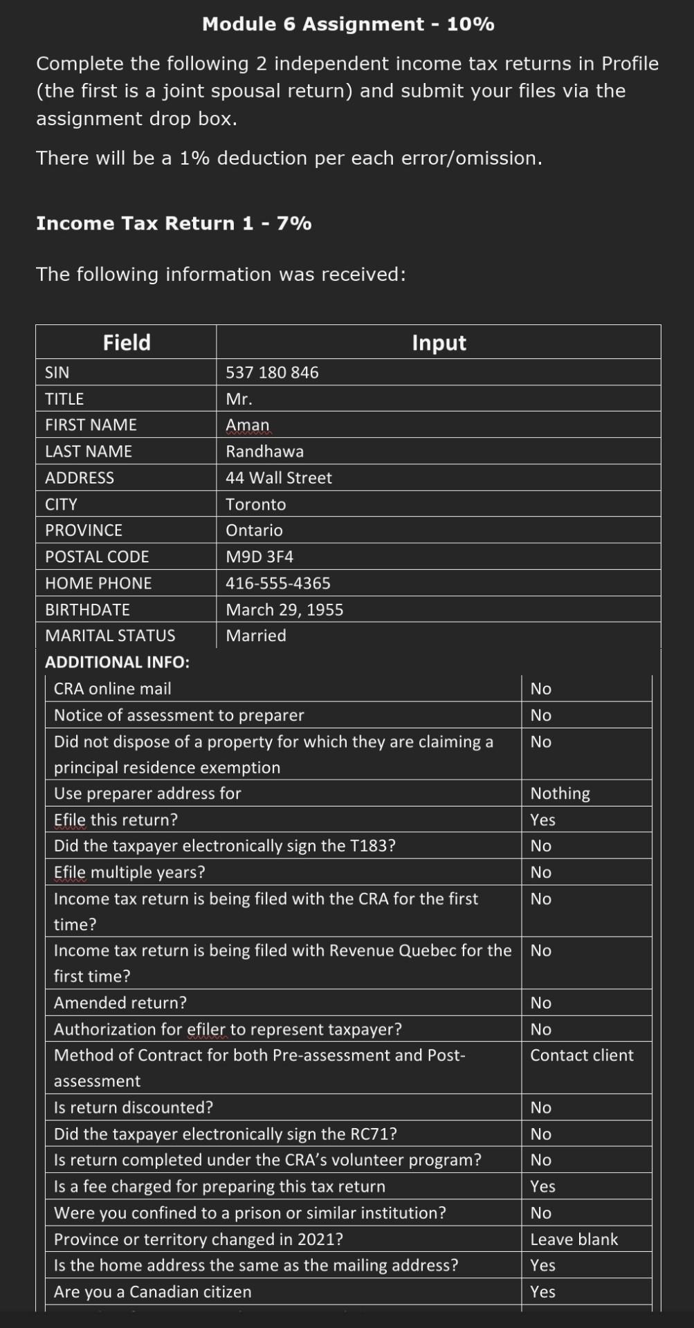 Module 6 Assignment - 10\% Complete the following 2 | Chegg.com