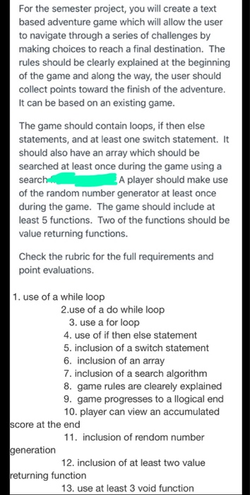 Solved Project - text based adventure game Can be any | Chegg.com