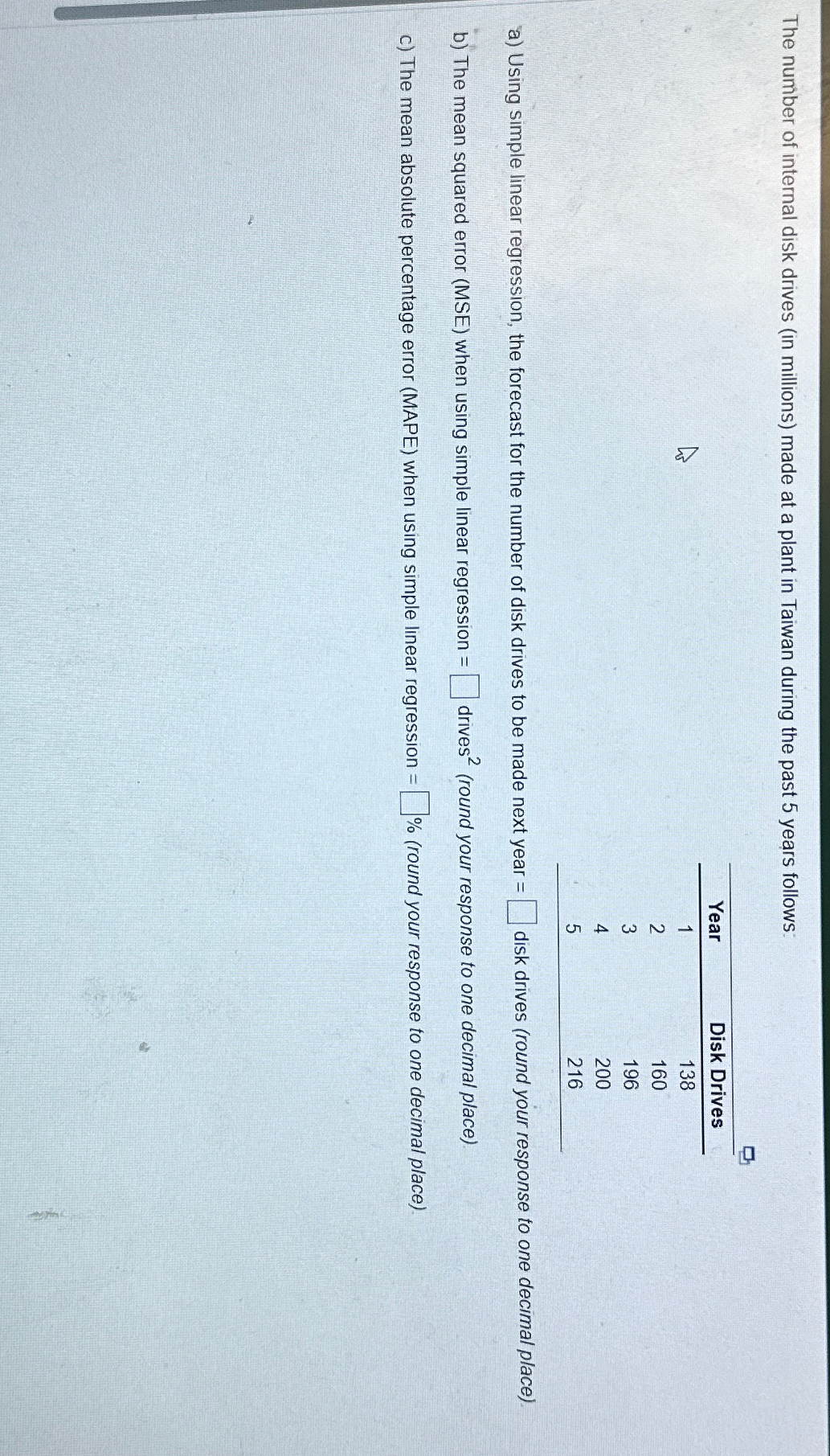 Solved The number of internal disk drives (in millions) | Chegg.com