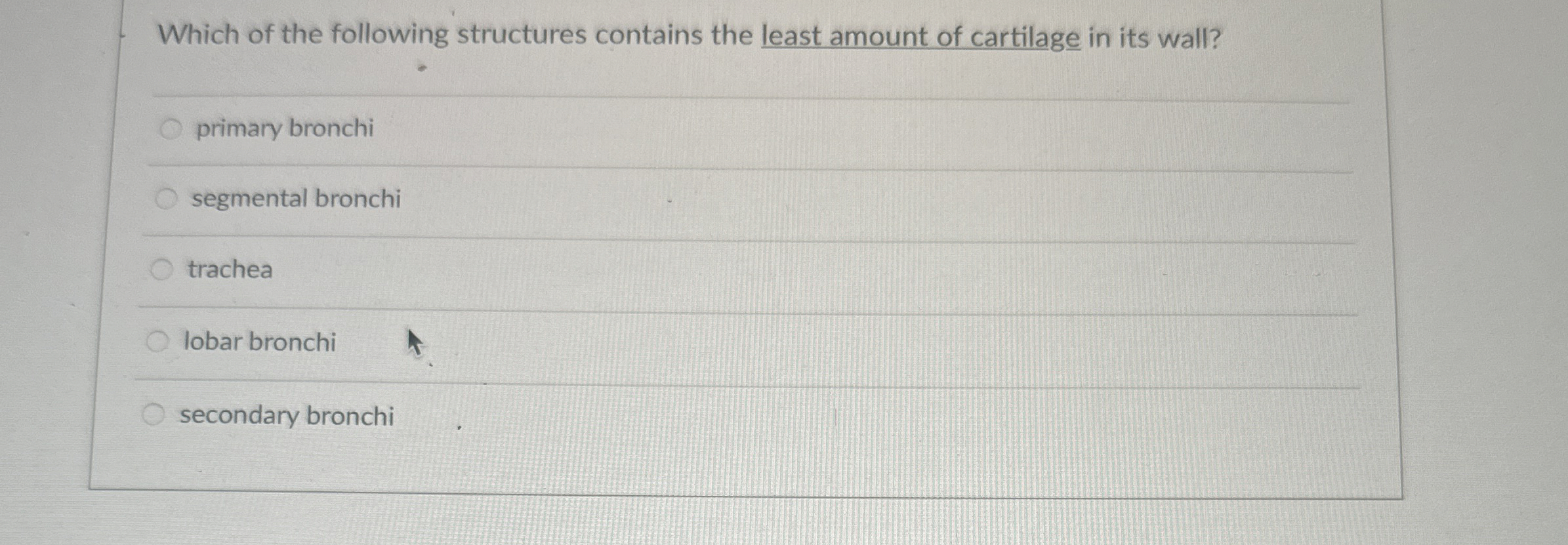 Solved Which of the following structures contains the least | Chegg.com