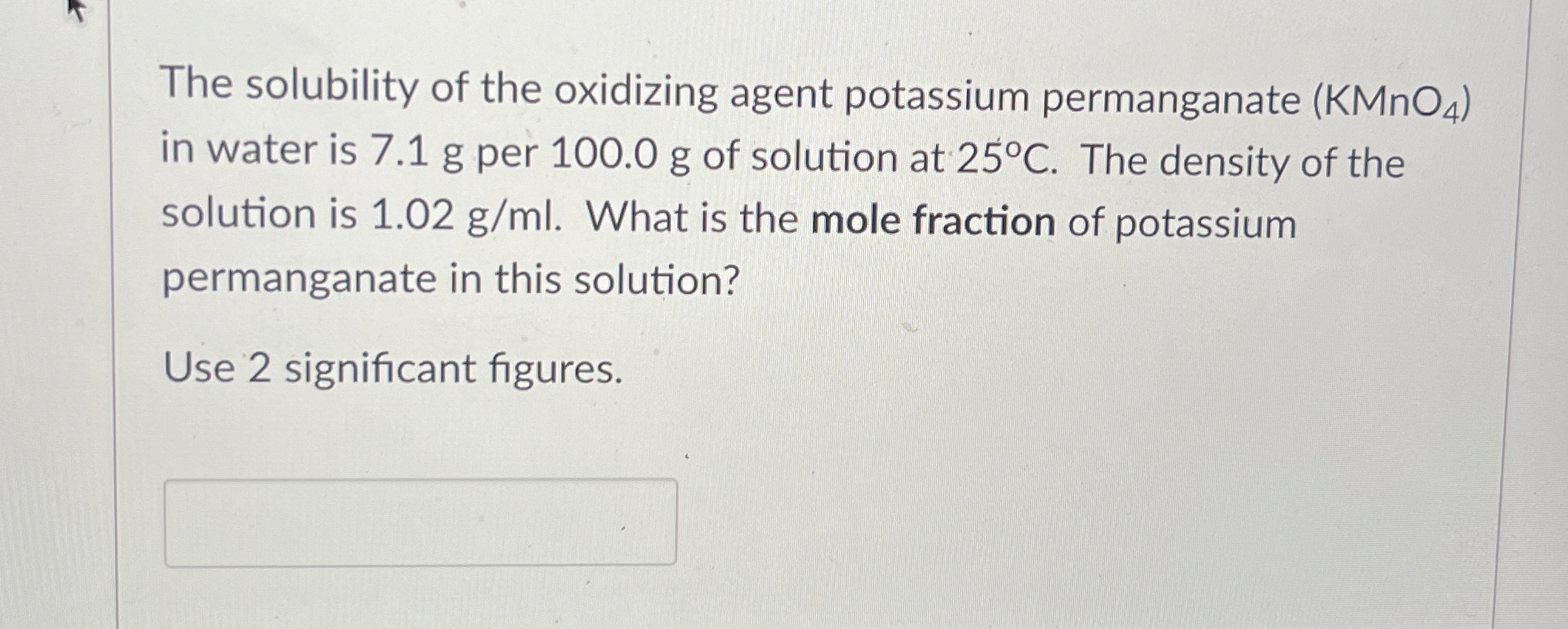 Solved The solubility of the oxidizing agent potassium | Chegg.com