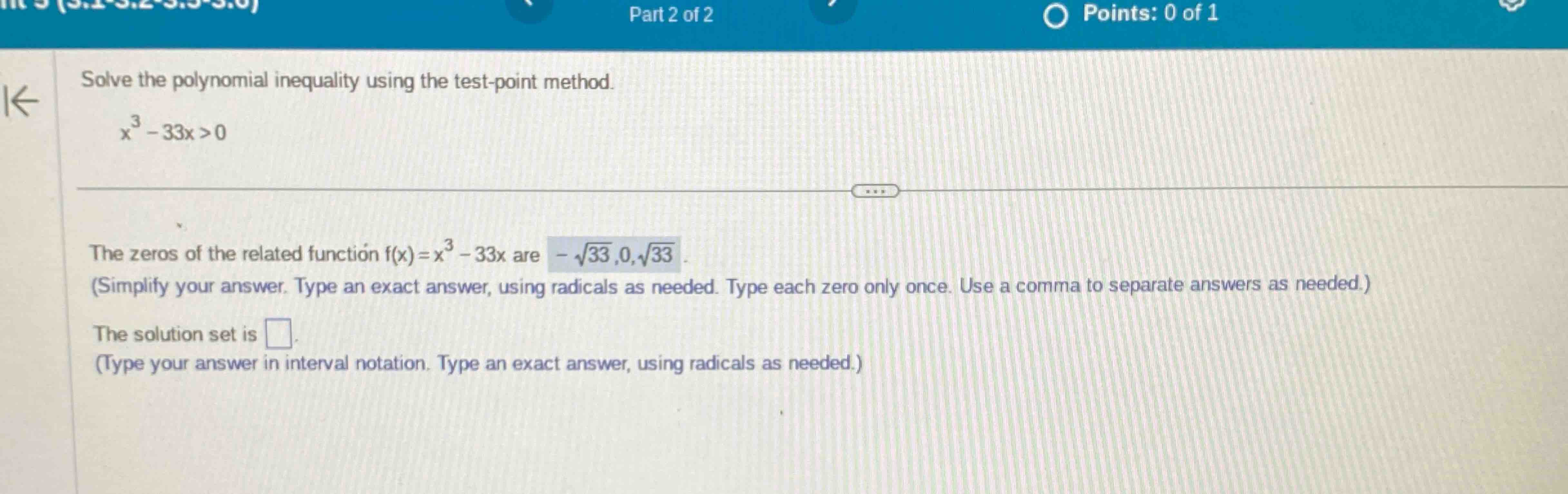 Solved Solve the polynomial inequality using the test-point | Chegg.com