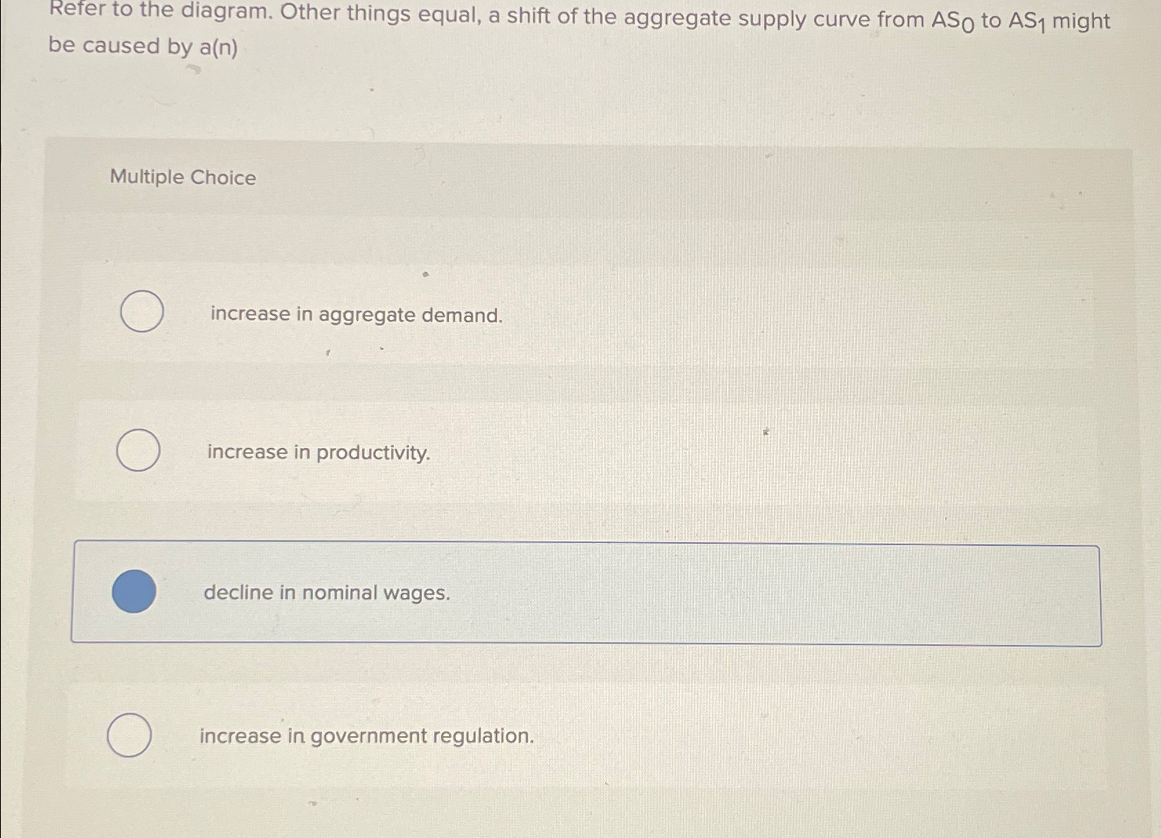 Solved Refer to the diagram. Other things equal, a shift of | Chegg.com