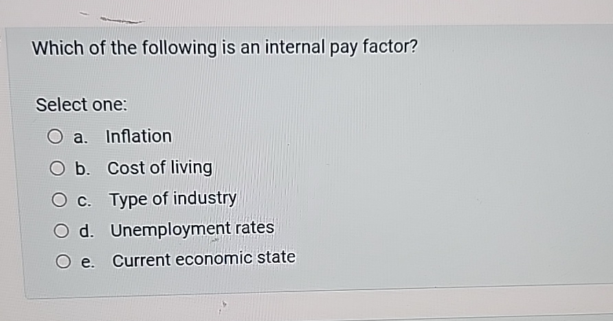 Solved Which of the following is an internal pay | Chegg.com