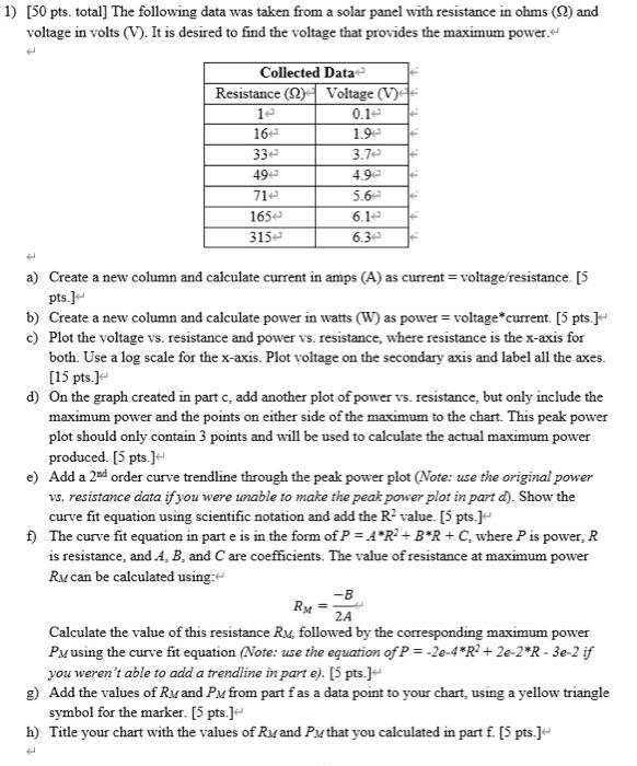 Solved 1) [50 pts. total] The following data was taken from | Chegg.com