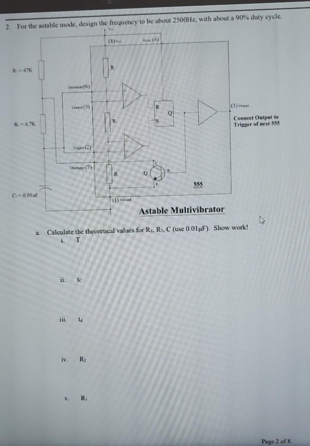 Solved a. Calculate the theoretical values for R1,R2,C (use | Chegg.com