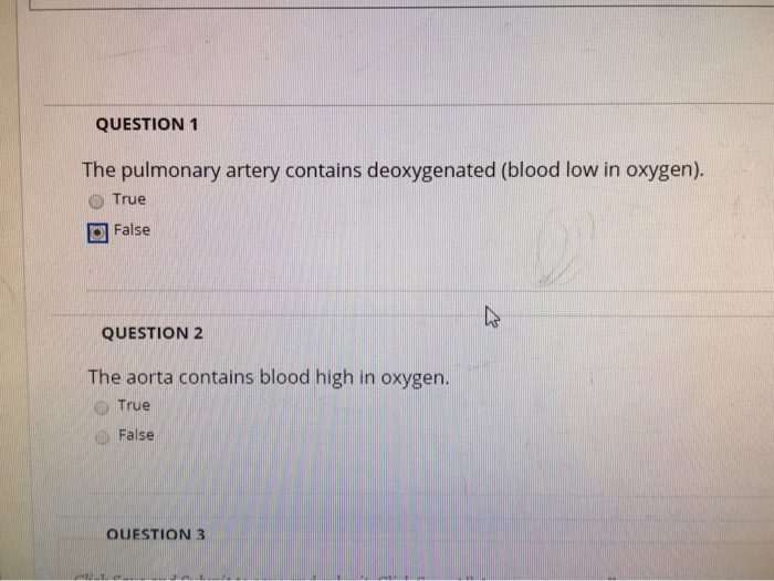 Solved QUESTION 1 The pulmonary artery contains deoxygenated | Chegg.com