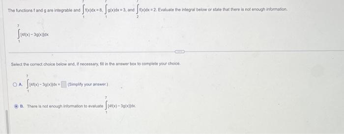 Solved The functions f and g are integrable and | Chegg.com