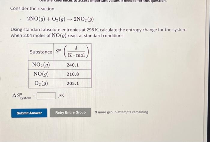 Solved Consider The Reaction 2no G O2 G → 2no₂ G