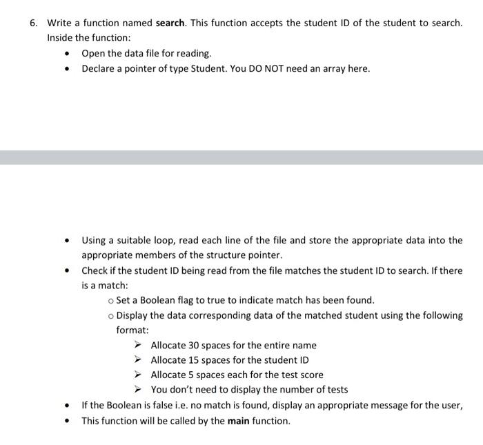 Solved 6. Write a function named search. This function | Chegg.com