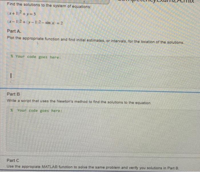 Solved Find the solutions to the system of equations: | Chegg.com