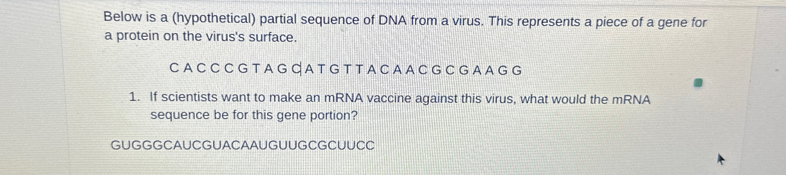 Solved Below is a (hypothetical) ﻿partial sequence of DNA | Chegg.com