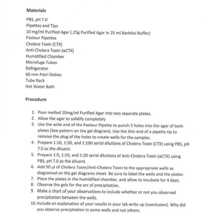 Solved Ouchterlony Pre-Lab Please, complete the charts below | Chegg.com