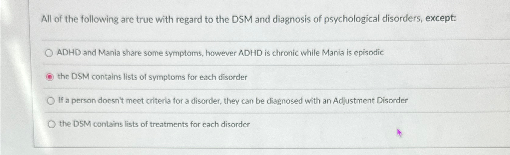 Solved All of the following are true with regard to the DSM | Chegg.com