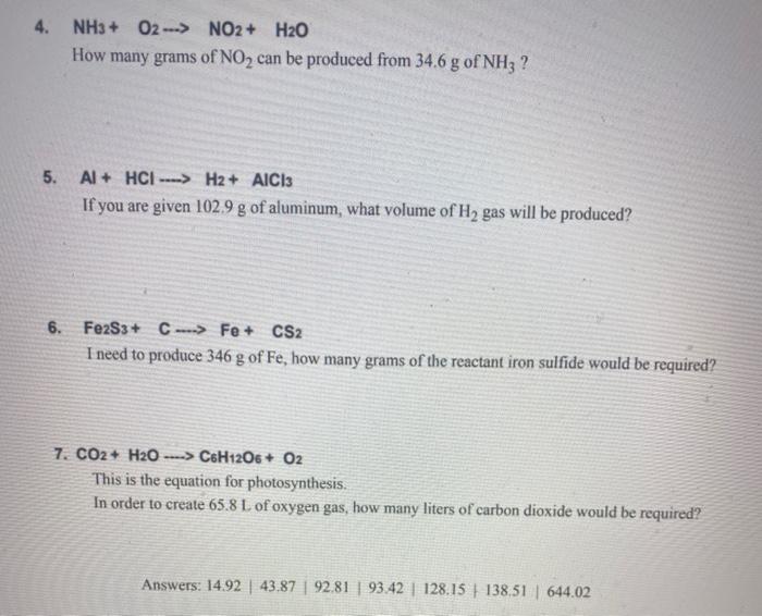 Solved Stoichiometry Practice Problems Triple Step | Chegg.com