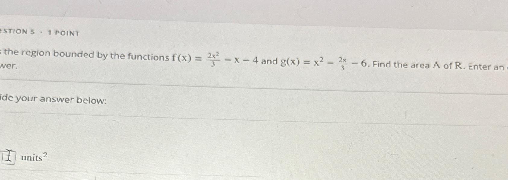 Solved ESTION 5*1 ﻿POINTthe region bounded by the functions | Chegg.com