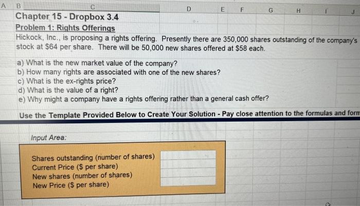 Solved Chapter 15 - Dropbox 3.4 Problem 1: Rights Offerings | Chegg.com