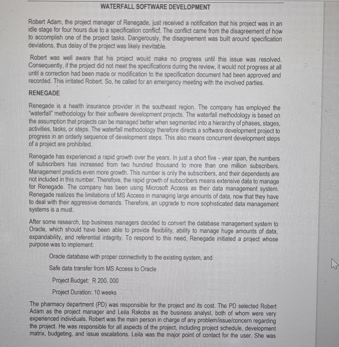 Solved Using relevant examples, advise a project manager | Chegg.com