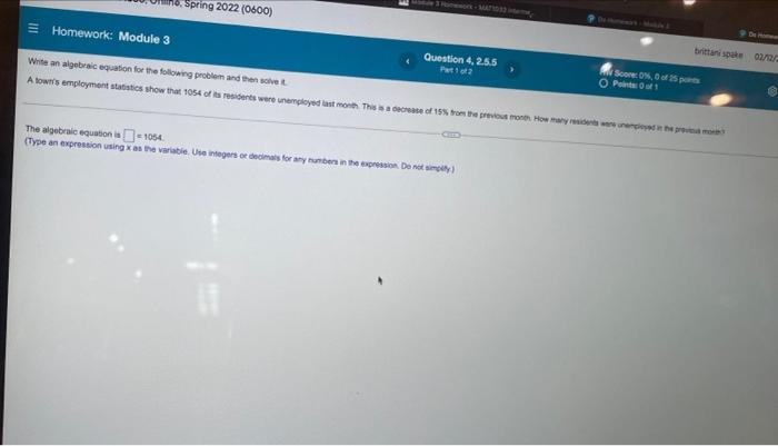 Solved Homework Module 3 Solve The System Of Equations By