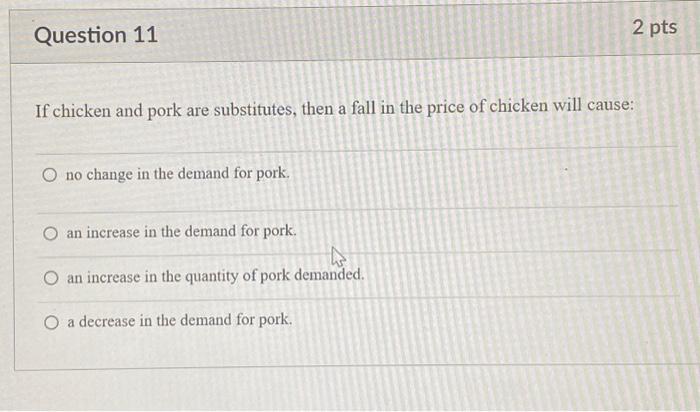 Solved Question 11 O no change in the demand for pork. If | Chegg.com