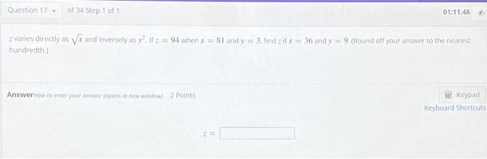 Solved z varies directly as x ans inversely as y^2. if z=94 | Chegg.com