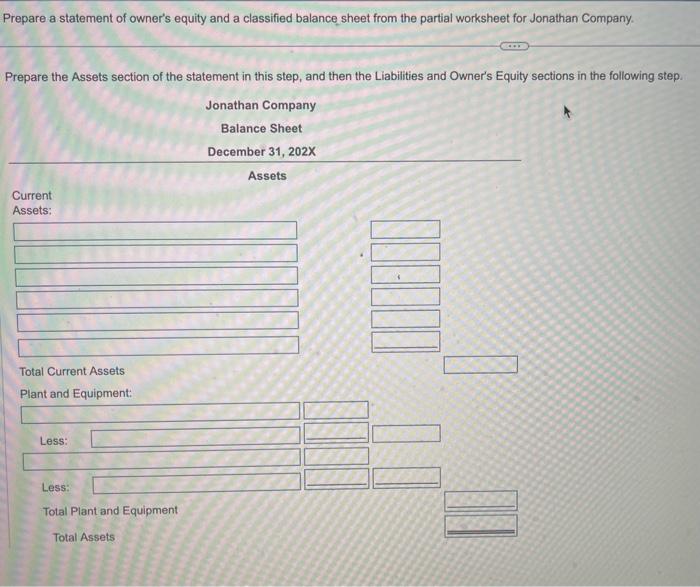 Solved Partial WorksheetPrepare a statement of owner's | Chegg.com