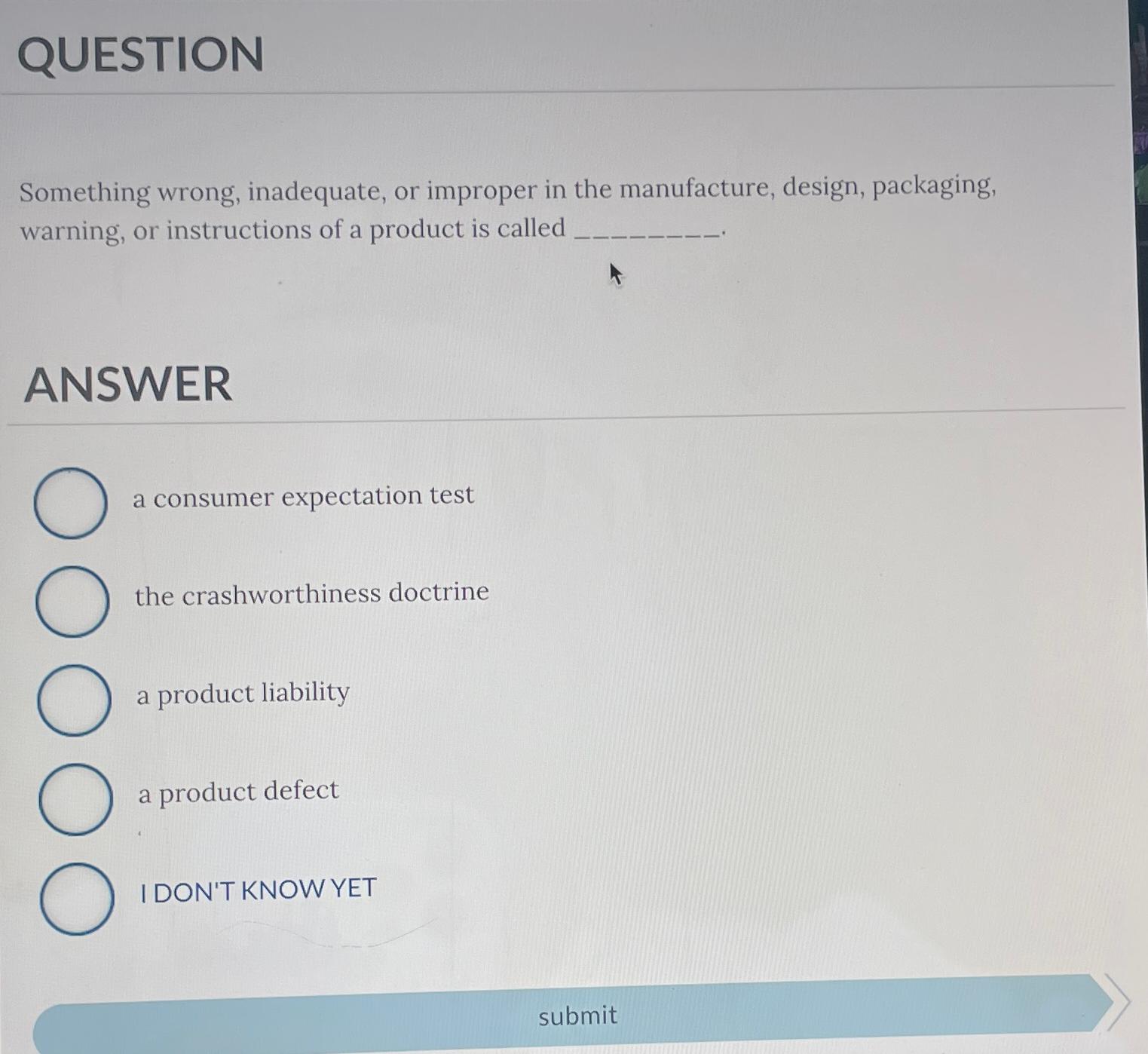 Solved QUESTIONSomething wrong, inadequate, or improper in | Chegg.com