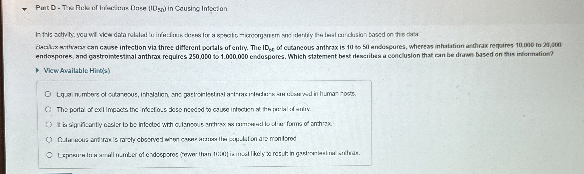 High Quality SOLUTION Part D - ﻿The Role of Infectious Dose (ID50) ﻿in ...