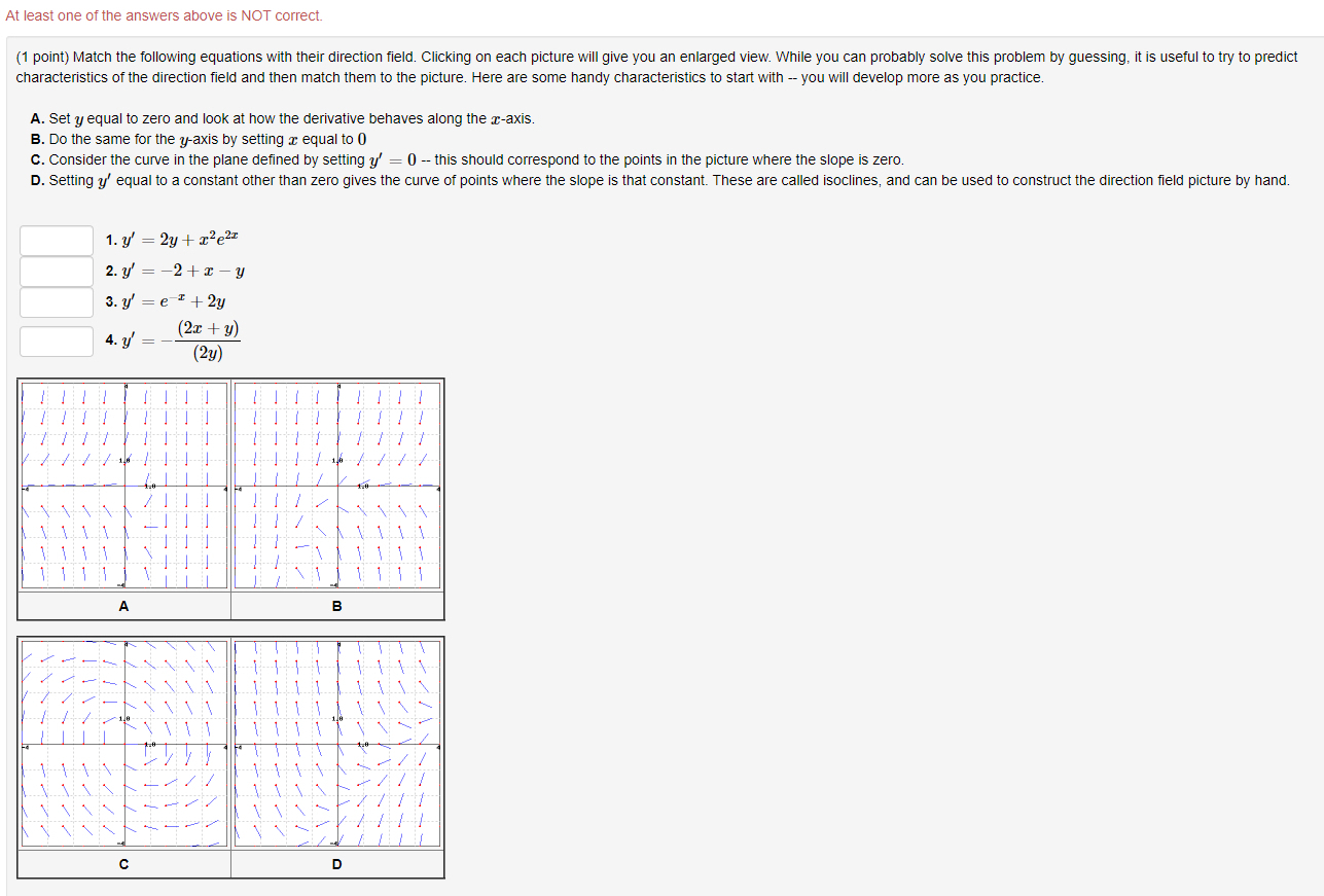 Solved (1 ﻿point) ﻿Match the following equations with their | Chegg.com