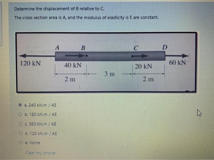 Solved Determine the displacement of B relative to C. The | Chegg.com