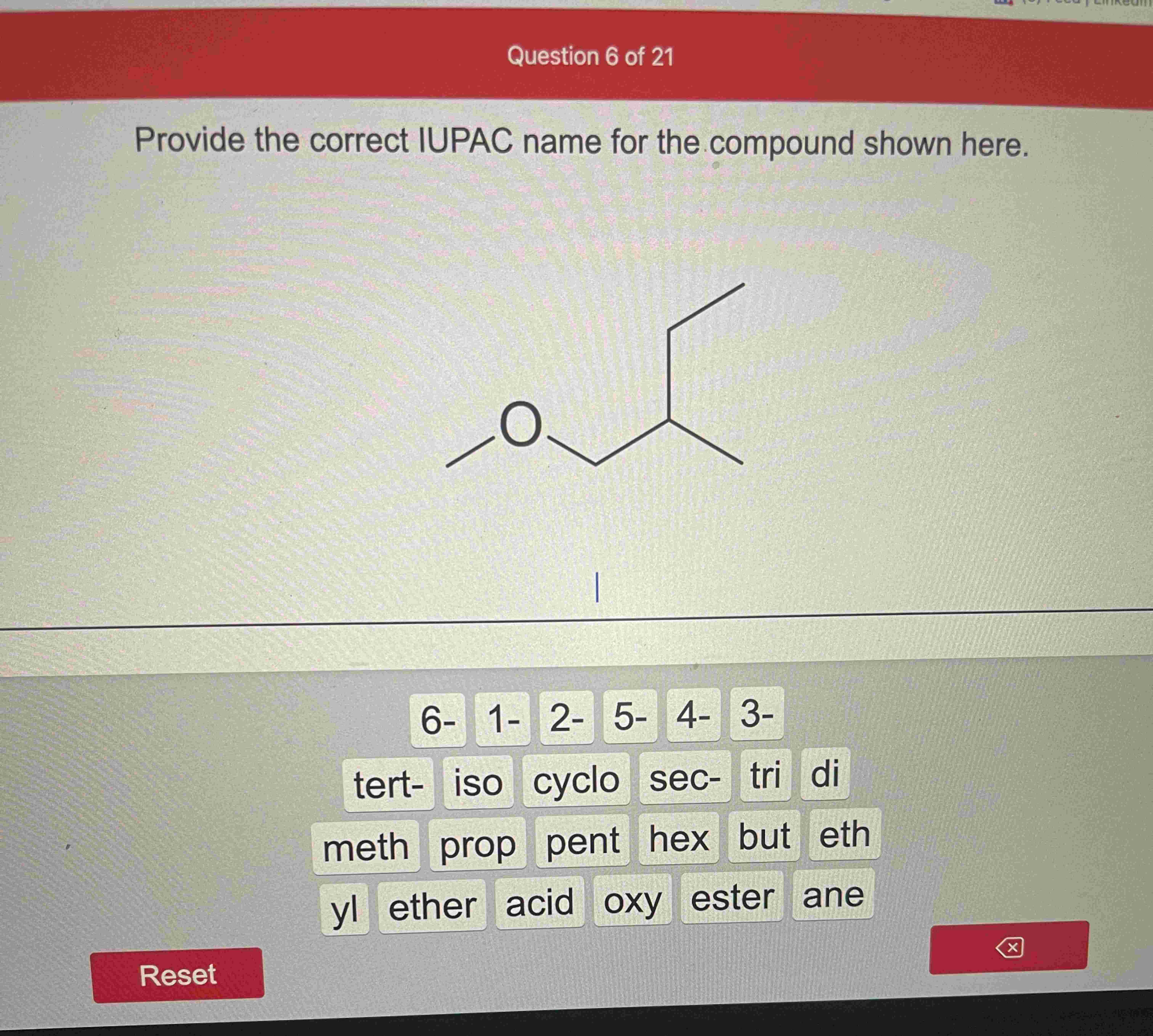 Solved Provide the correct IUPAC name for the compound shown | Chegg.com