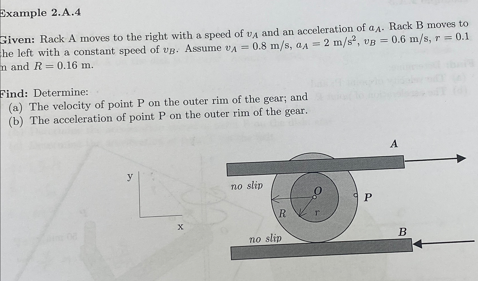 Solved Example 2.A. 4Given: Rack A moves to the right with a | Chegg.com