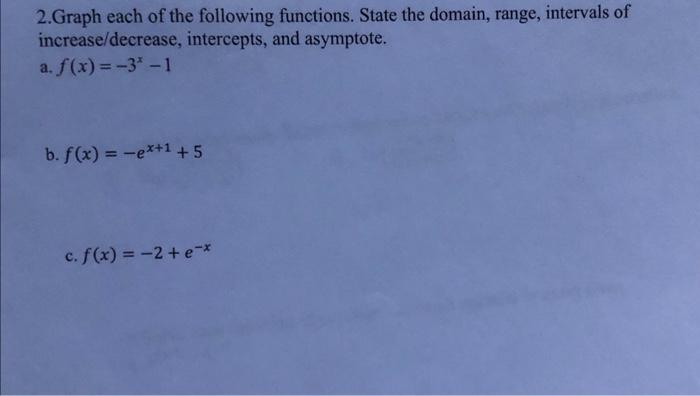 Solved 2.Graph each of the following functions. State the | Chegg.com