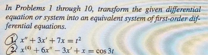 Solved In Problems 1 through 10, transform the given | Chegg.com