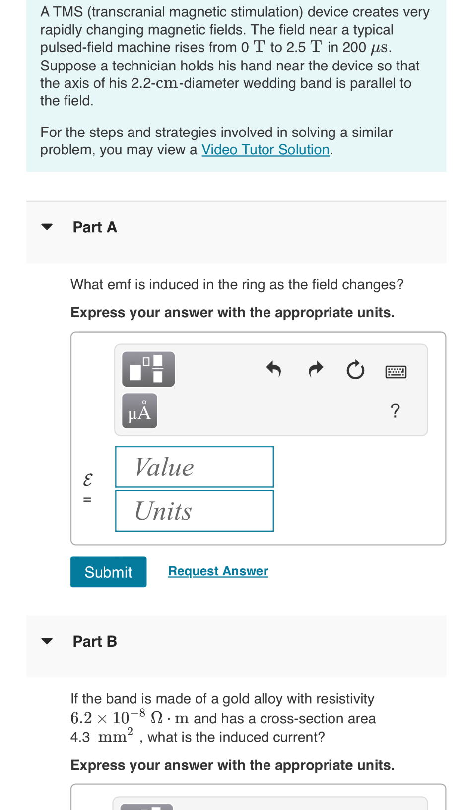 Solved A TMS (transcranial magnetic stimulation) ﻿device | Chegg.com